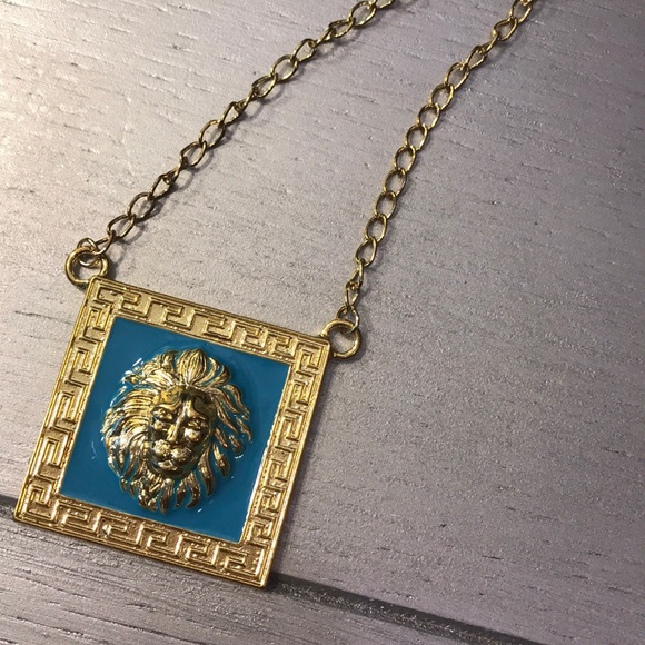 Callie Lives | Jewelry | Turquoise Blue Leo Lion Gold Necklace Callie ...